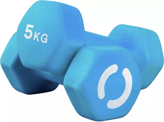 Opti Neoprene Dumbbell Set - 2 x 5kg blauw | bol