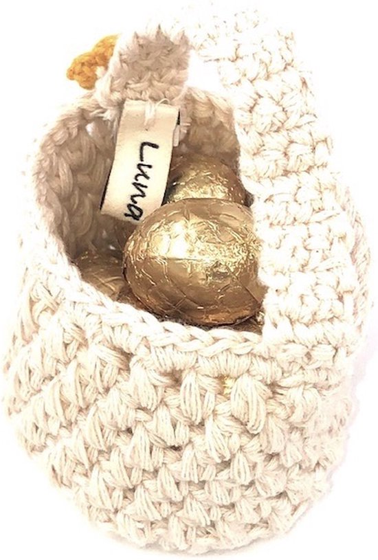 Luna-Leena duurzaam mini hengselmandje 6x6cm - gebroken wit - soft bio ...