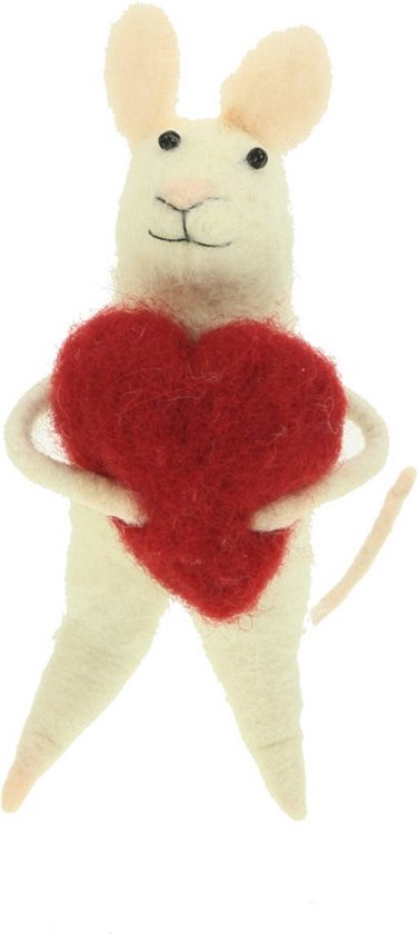Muis met hart staand vilt | bol