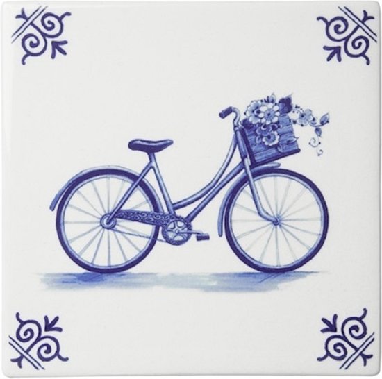 Tegel Fiets | Delfts Blauw | Heinen Delfts Blauw | Souvenir | 13 x 13 ...