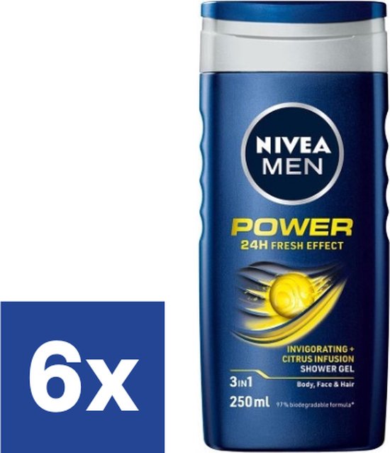 Nivea Men Power Citrus Douchegel - 6 x 250 ml | bol.com