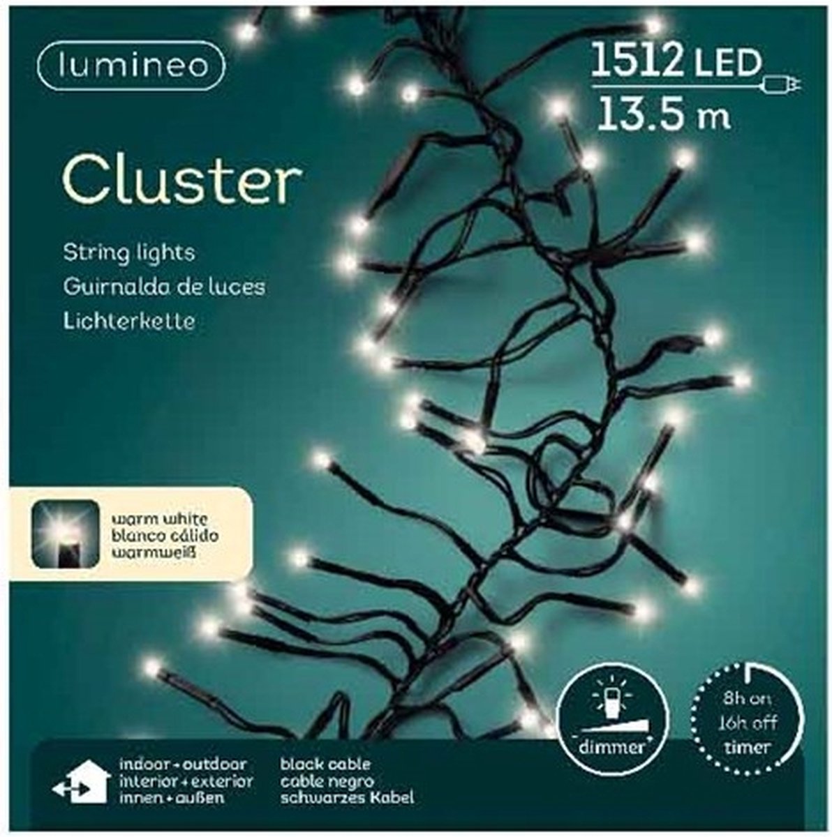 Cluster Lights 1512led 13.5m warm white | Lumineo 494702 | bol