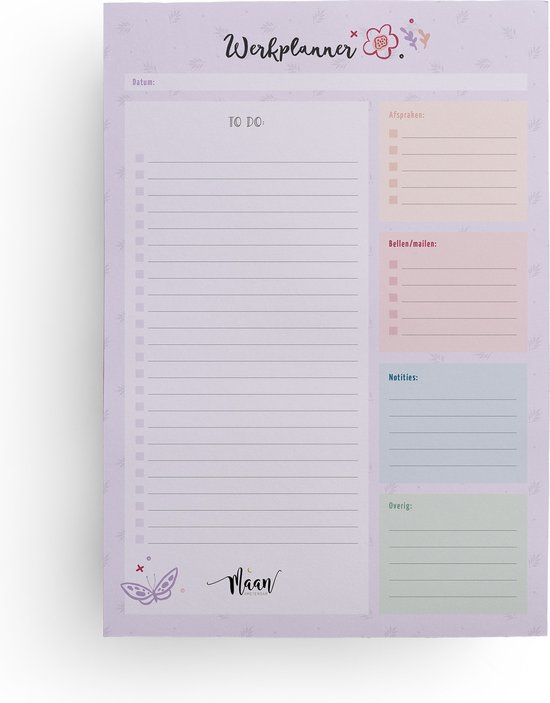 Maan Amsterdam Werkplanner - To do notitieblok - A4 - 50 vel - lila | bol