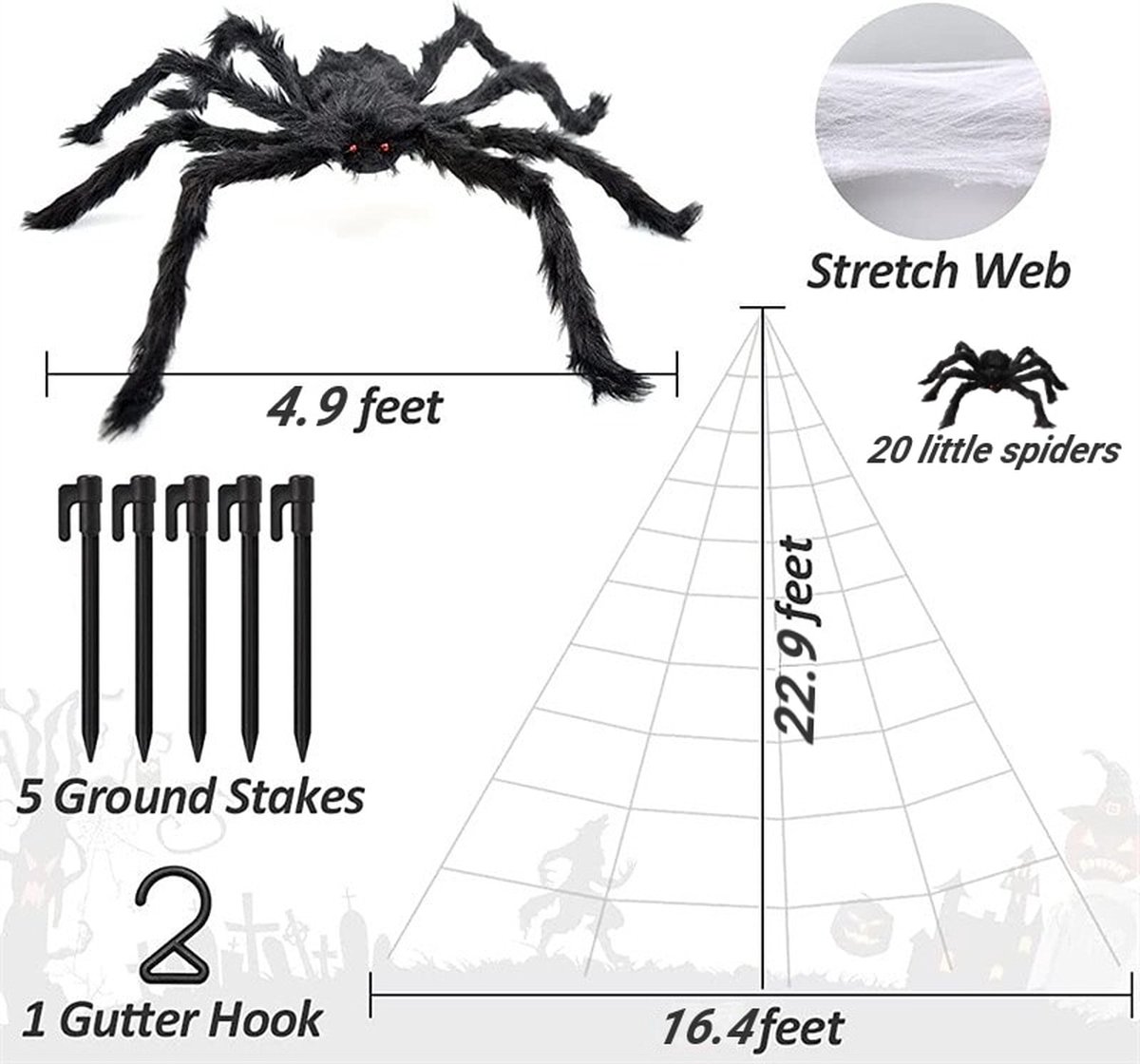 Halloween spin set - 7 M set - Halloween gigantische spin - enorme ...