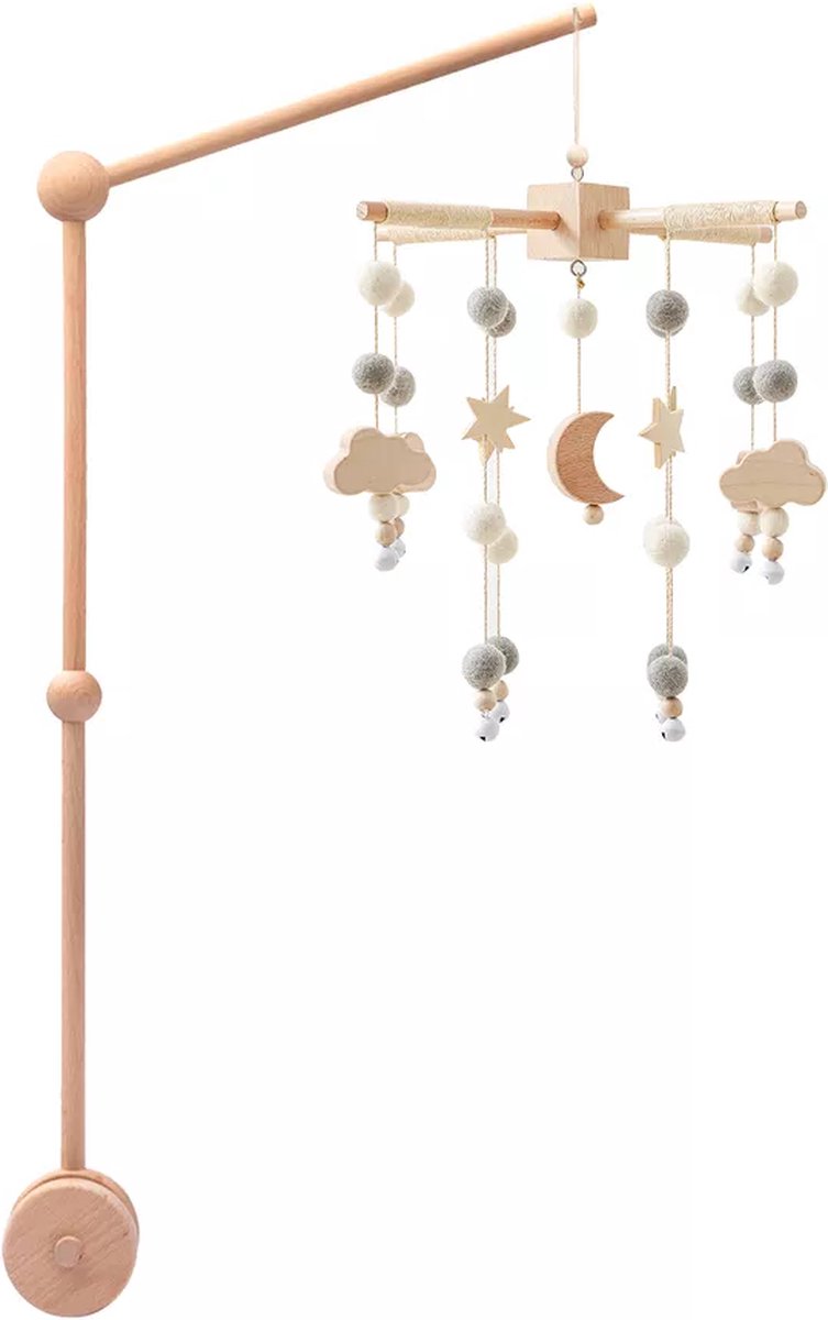 Boxmobiel Maantje + Houten Mobiel Houder + Muziekmobiel - Babymobiel ...