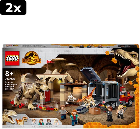 2x LEGO Jurrasic World T. Rex AND Atrociraptor Dino Breakout | bol.com