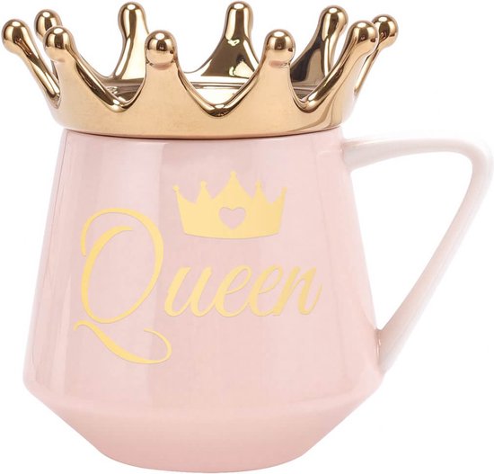 Coffee Lover - Mok Queen Roze - met écht goud | bol