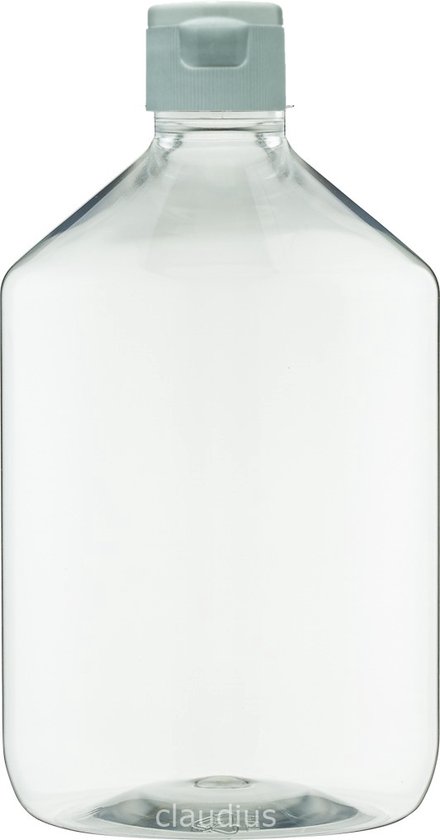 Lege plastic fles 500 ml PET apothekersfles transparant - met witte ...