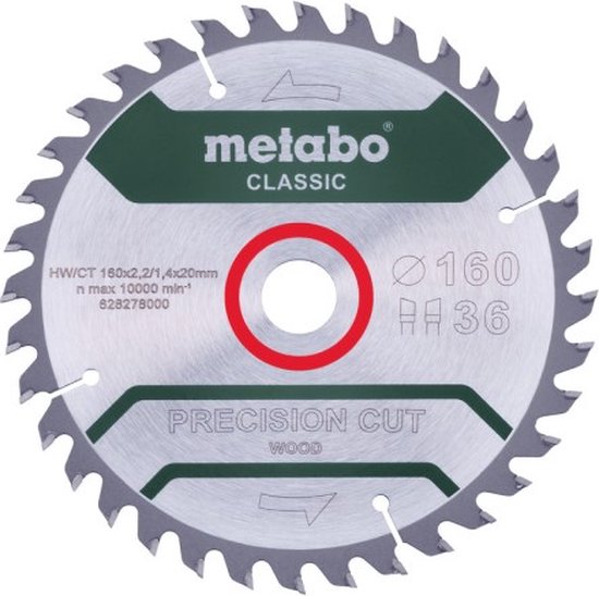 Metabo PRECISION CUT WOOD CLASSIC 628278000 Cirkelzaagblad 160 x 20 x 1.4 mm Aantal... | bol