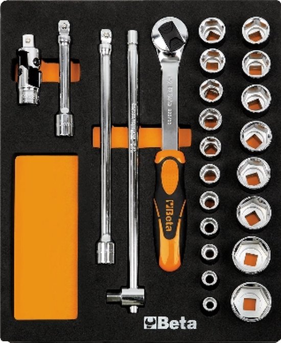 Beta Doppenset - 24-delig - Opname 1/2" - Oranje | bol.com