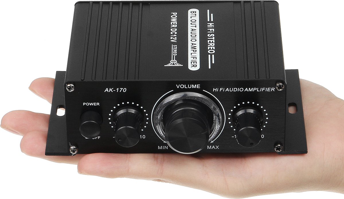 Mini Stereo Versterker - 12V HiFi Audio Amplifier - Zwart | bol.com