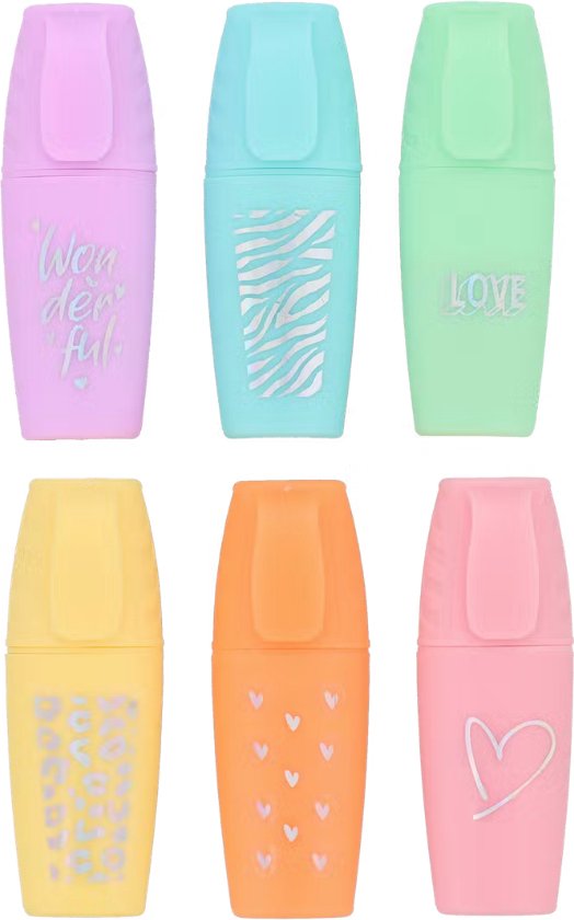 6 Mini highlighters || School || Markeerstiften || Rainbow pastel ...