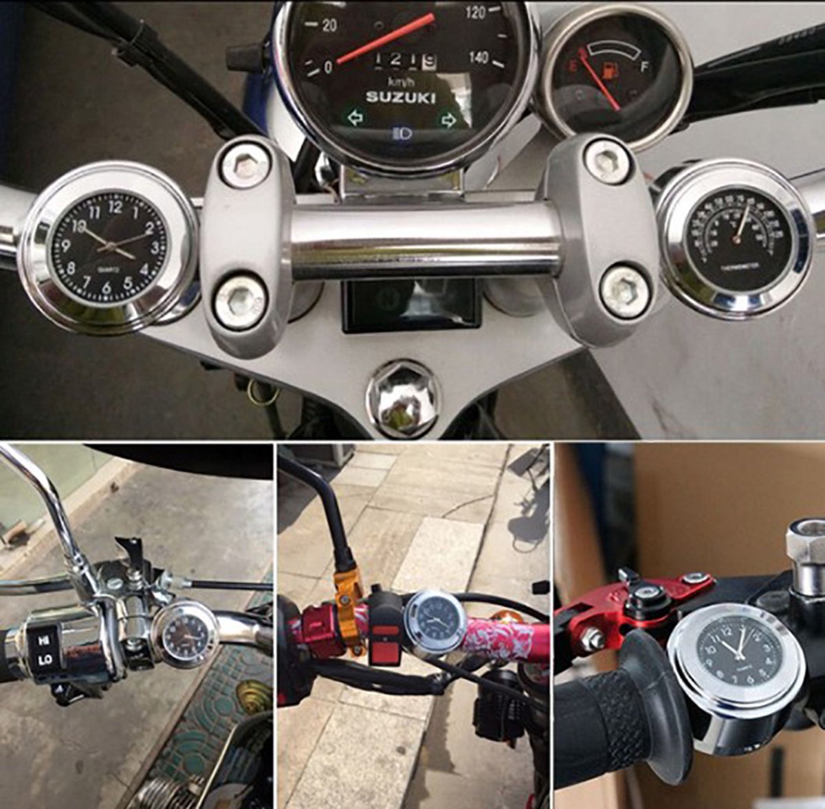 Motor Stuur Horloge - Stuur Klokje - Hoogglans Zwart | bol.com