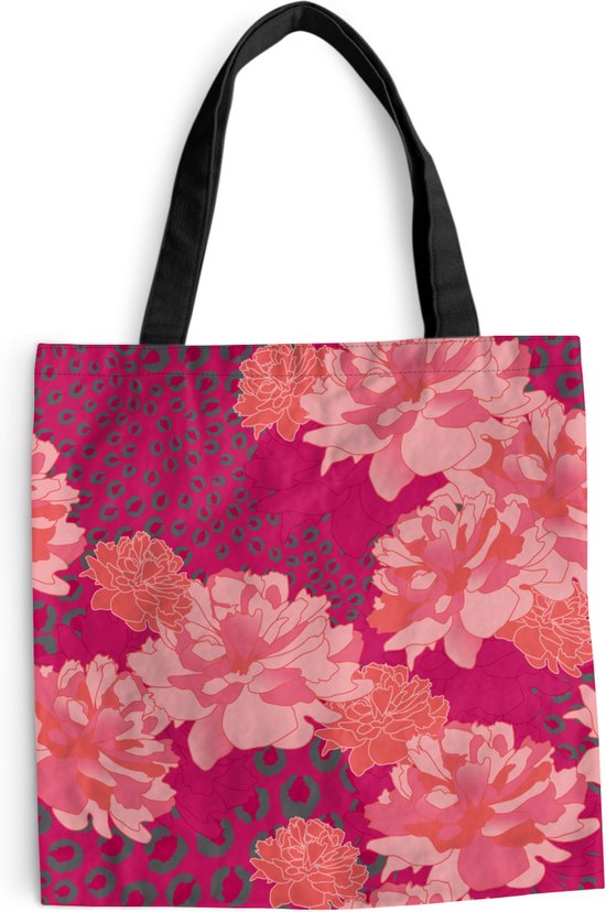 Schoudertas Strandtas Shopper Luipaard Dierenprint Pioenroos Patroon 40x40 6301