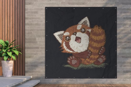 Tuin poster tekening van een rode panda met zijn staart - 200x200 cm ...