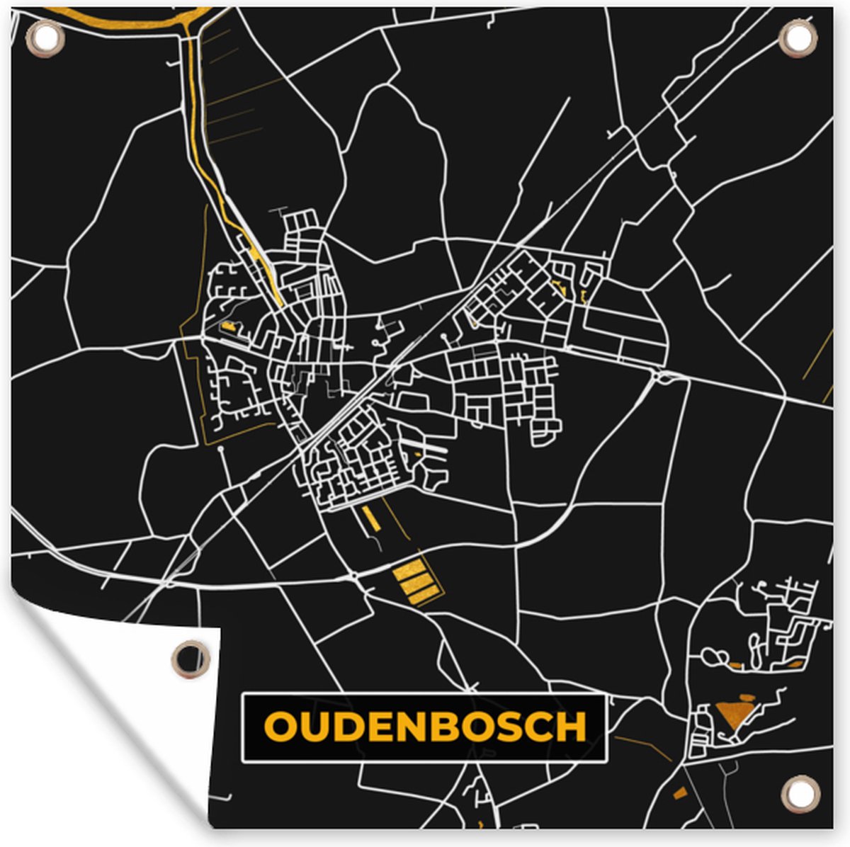 Tuindoek Plattegrond - Goud - Oudenbosch - Kaart - Stadskaart - 100x100 ...