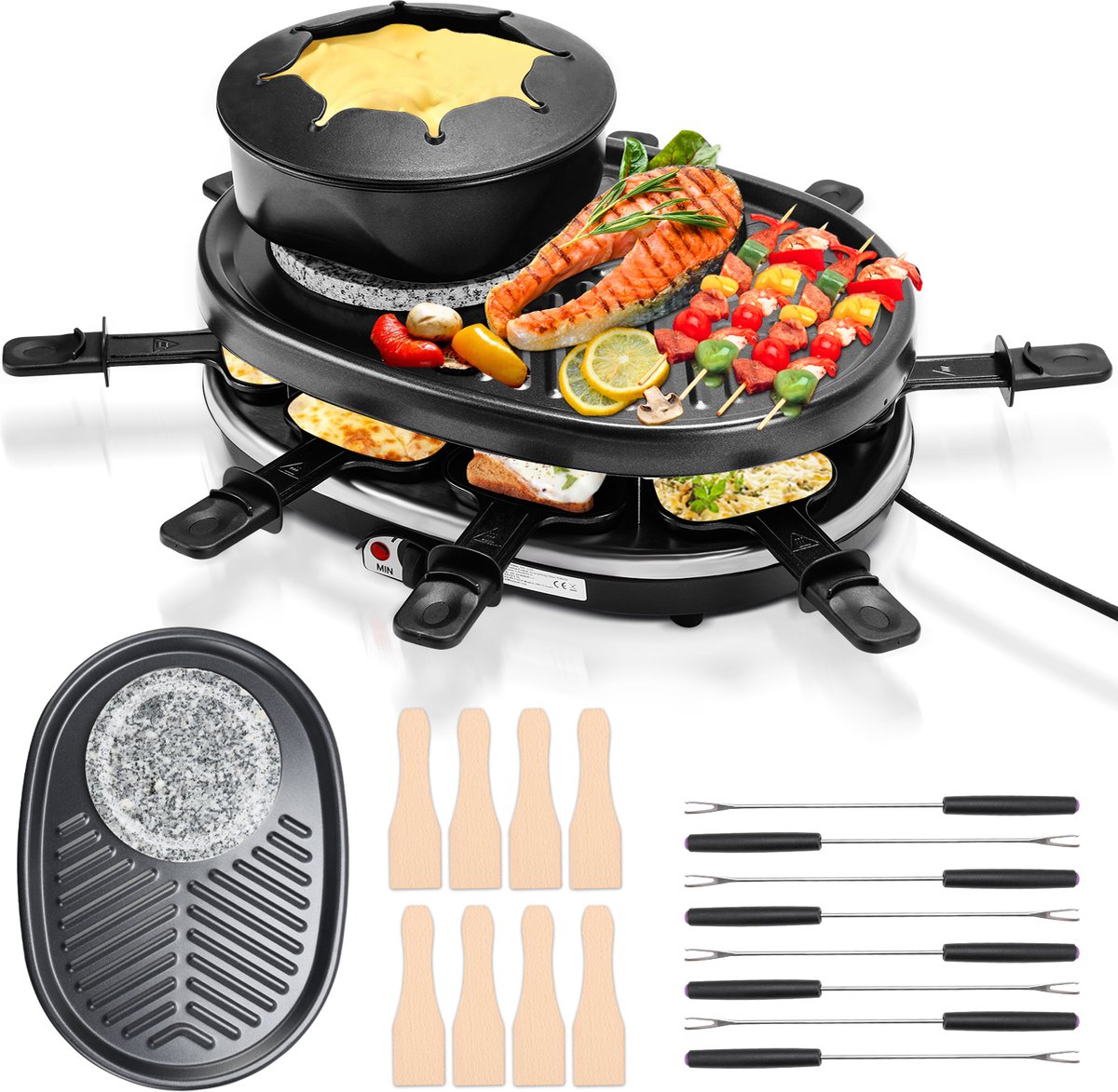 Raclette - Gourmetset 8 personen - Gourmetstel geschikt voor op de ...