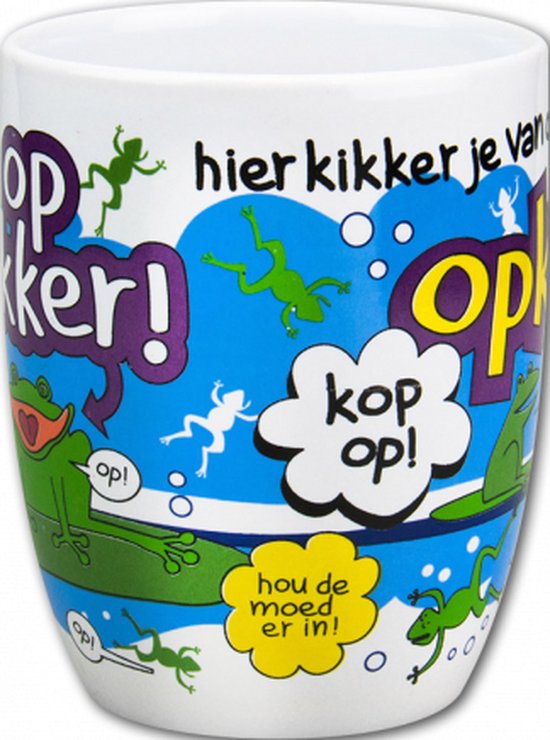 Mok - Cartoon Mok - Opkikker - In cadeauverpakking met gekleurd lint | bol