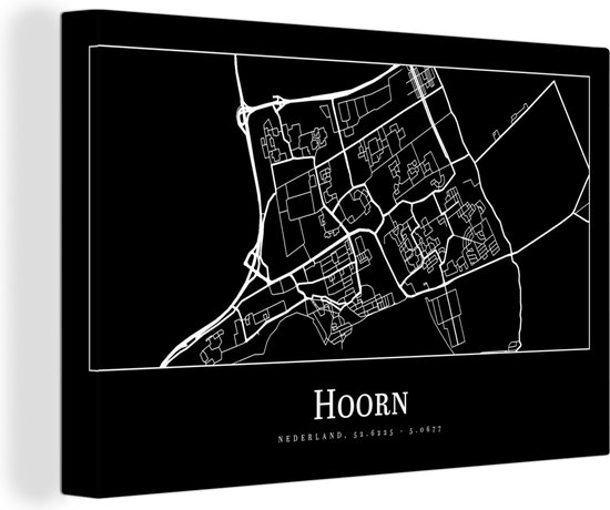 Tableau sur Toile City Map - Hoorn - Map - Map - 120x80 cm - Décoration ...