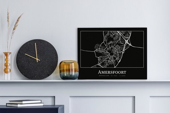 Canvas Schilderij Amersfoort - Stadskaart - Plattegrond - Kaart - 40x30 ...