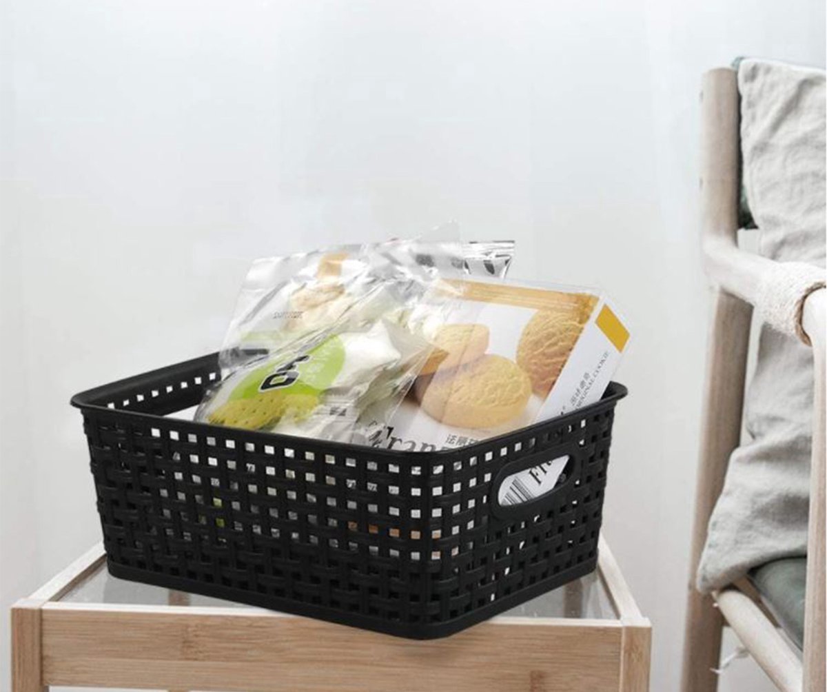 Mini Opbergmand 3 stuks | Opbergbakje |1,65 liter | Zwarte opberger 20 ...