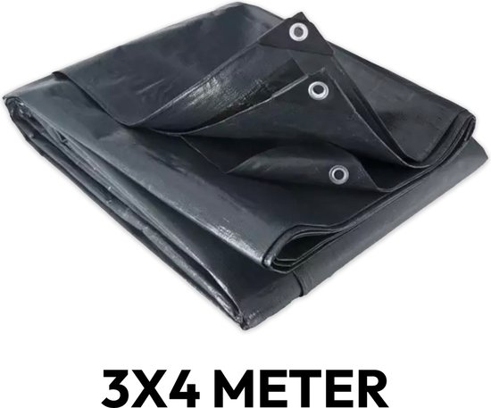 Extra Sterk Afdekzeil | 3 x 4 m - Zwart - 150 g/m2 - Bouwzeil ...
