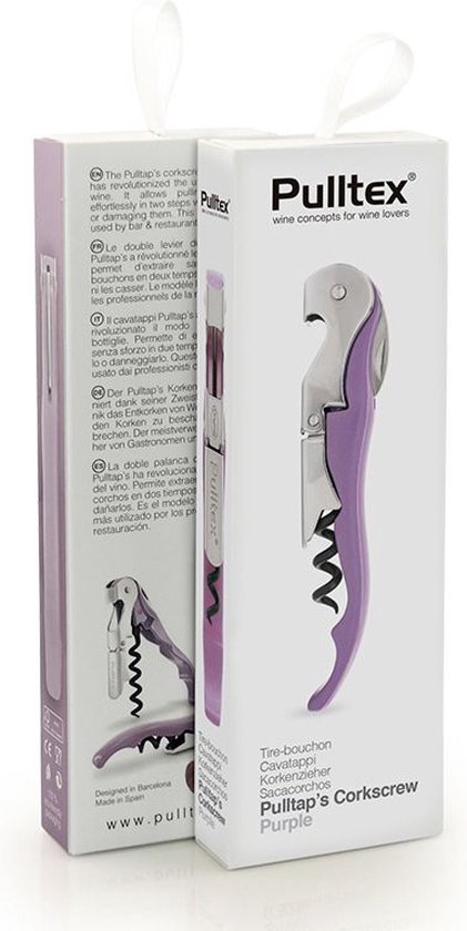 Pulltex Pulltaps kurkentrekker sommeliermes hefboom Paars | bol