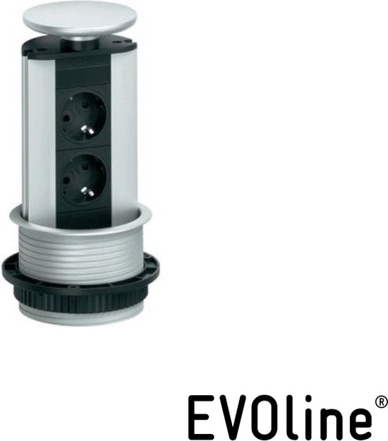 Evoline Port 2 stopcontacten, deksel zilvergrijs | bol