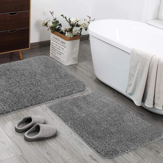 2 stuks antislip badmatten, 40 x 60 cm, hoogpolige badmatten ...