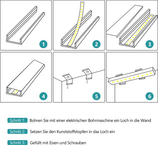 10x 1m LED aluminium profiel hoekstrip strip witte strips aluminium ...