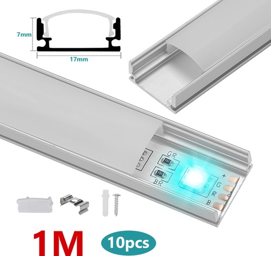 10x 1m LED aluminium profiel hoekstrip strip witte strips aluminium ...