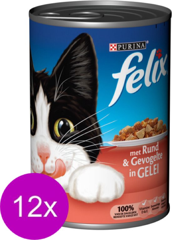 12x Felix - Blik in Gelei - Rund & Gevogelte - Kattenvoer - 400g | bol.com