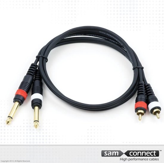 2x RCA naar 2x 6.3mm Jack kabel, 1m, m/m | Signaalkabel | sam connect ...