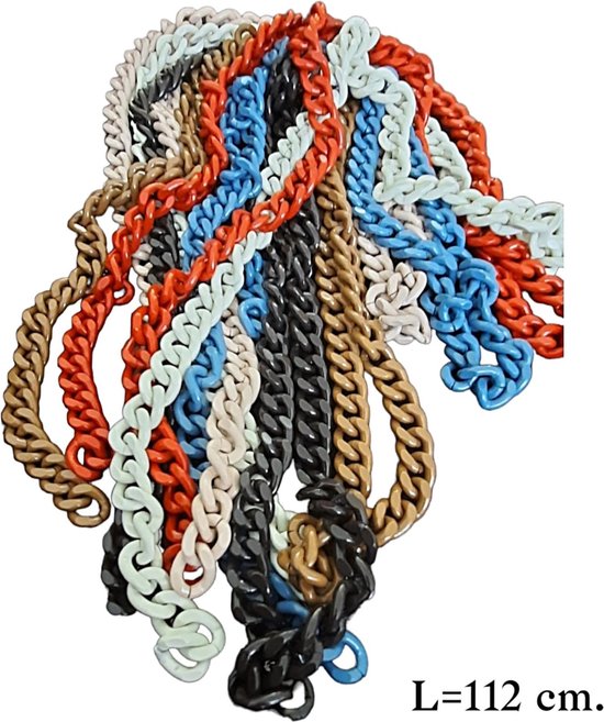 Tas Ketting Blauw - Metaal - 112cm - Schoudertas-Tassenriem-Bag Strap ...