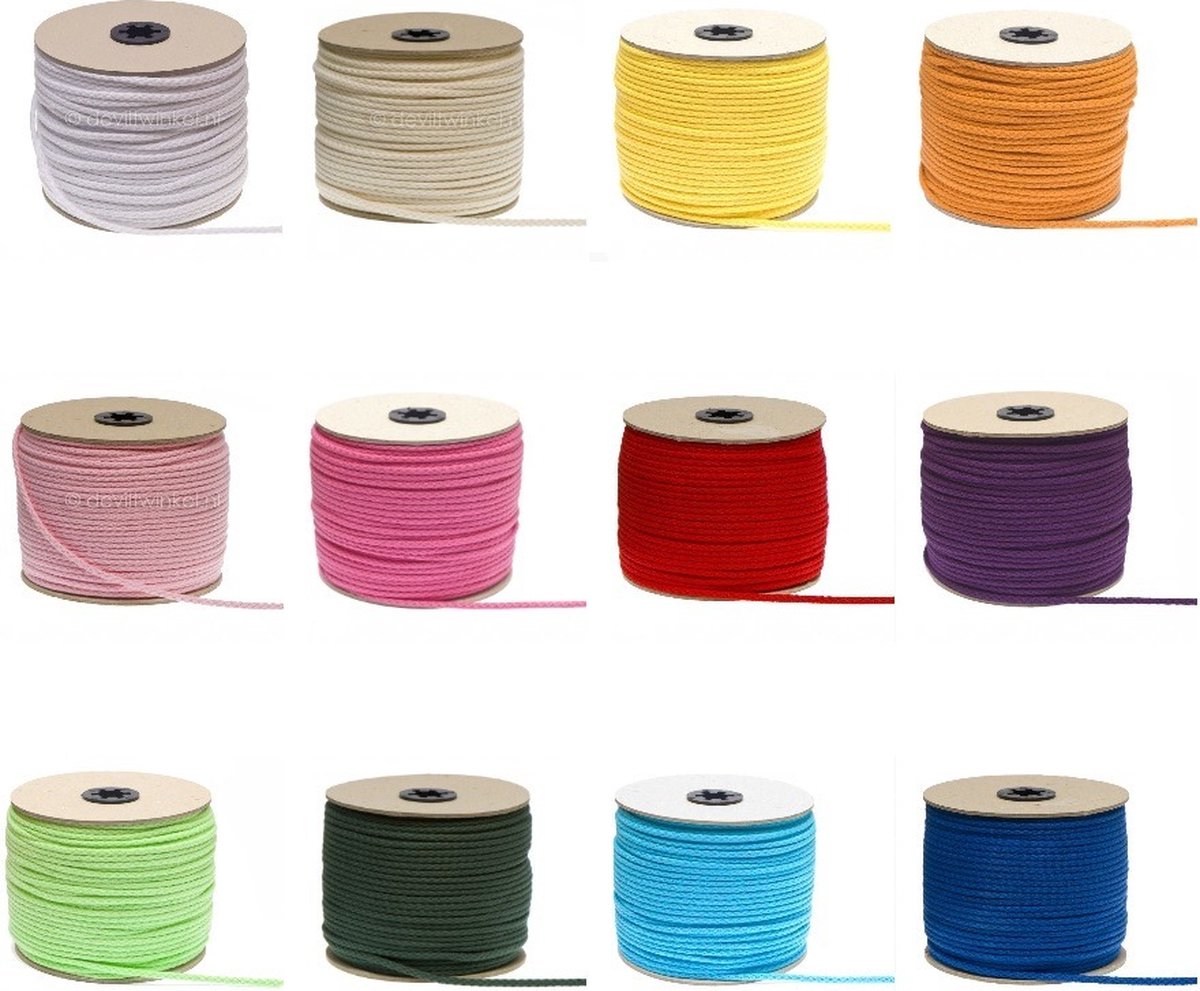 3mm Elastisch Touw - Wit - 50 meter op rol | bol.com