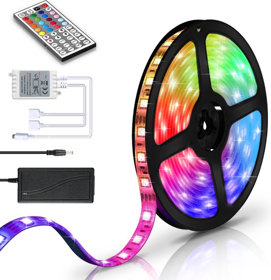 5M LED strip set, RGB LED Stripe 5050 SMD, LED Strip 30 LEDs, LED niet waterdicht... | bol