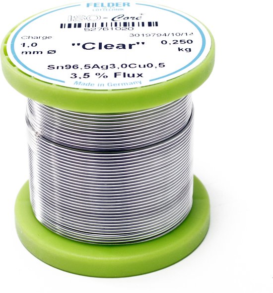 Felder soldeerdraad Iso-Core Clear SAC305 Sn96.5Ag3Cu0.5 1,0mm 0,25 kg | bol.com