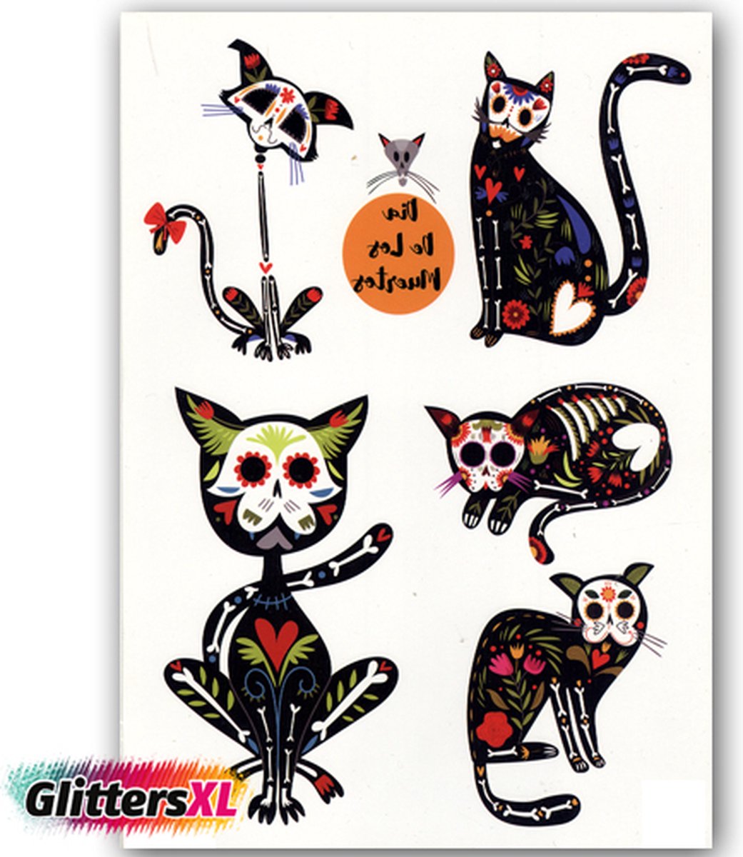 GlittersXL - Temporary Halloween Tattoo #15 Enge Poes Kat Kater [Make ...