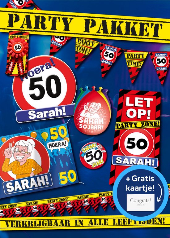 Verjaardags Pakket 50 Jaar Sarah - FeestPakket - Versiering - Jubileum ...