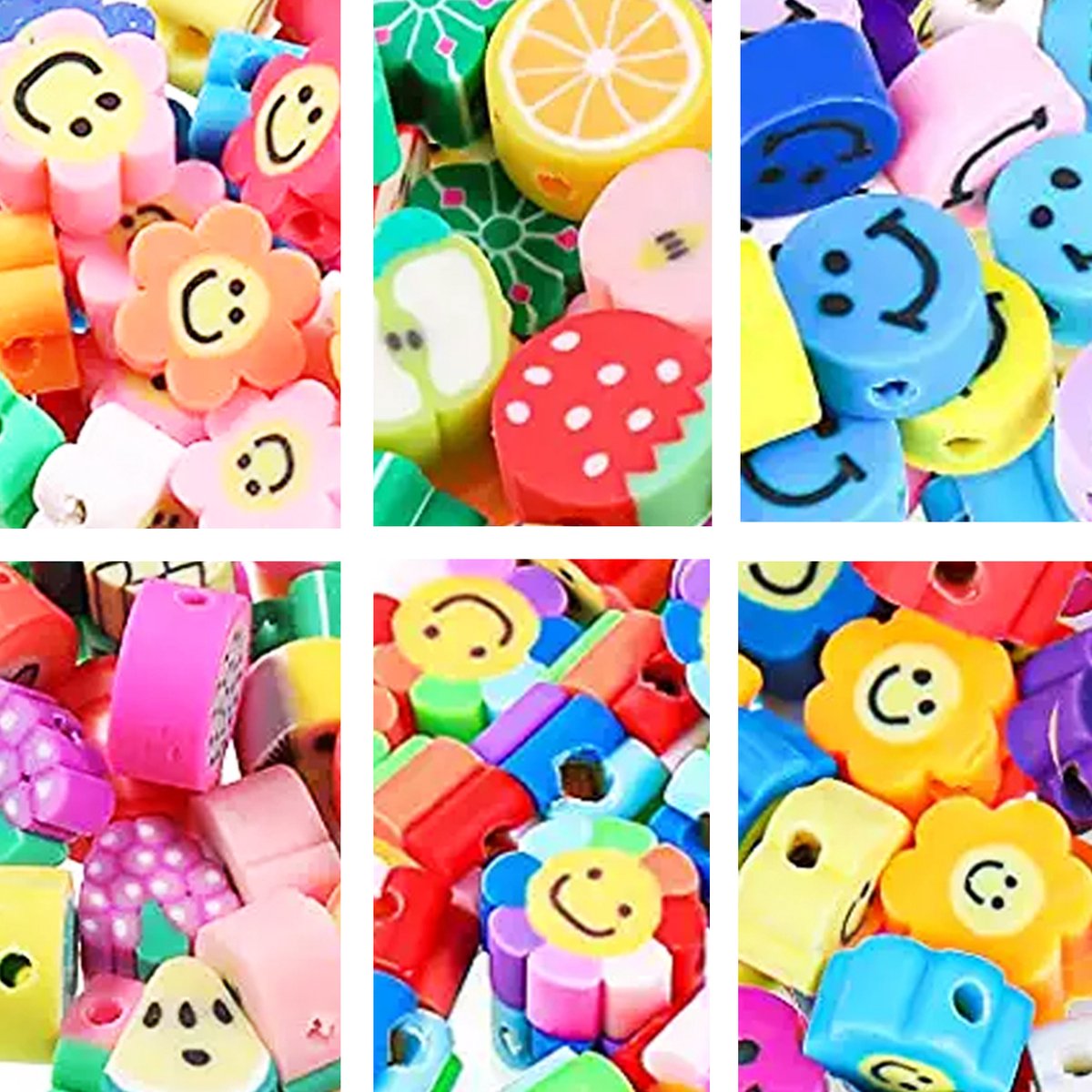 RENALUX Polymeer Kralen 100 Stuks - Smiley Kralen - Fruit Kralen ...
