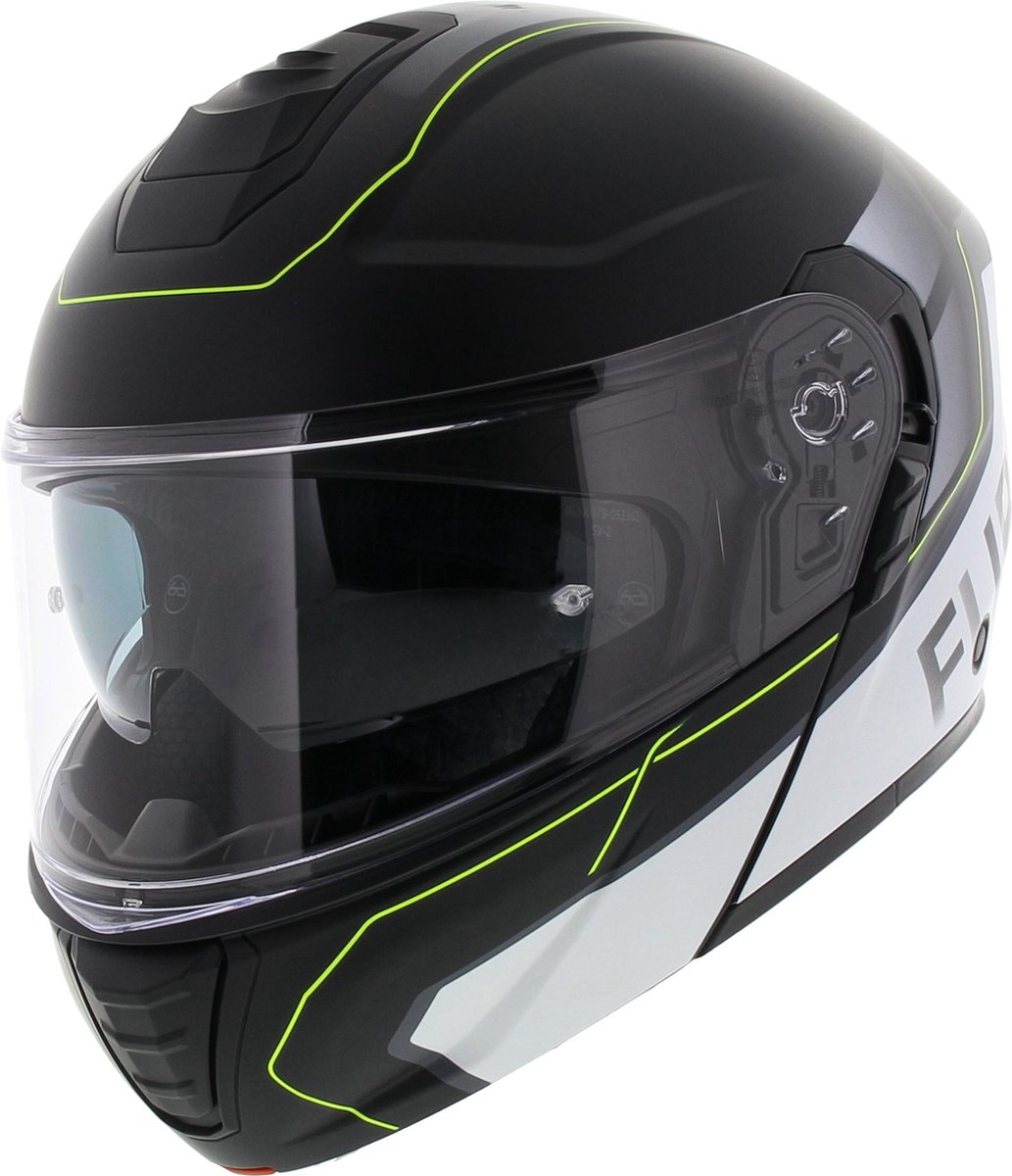 Vito Furio 2 systeemhelm mat zwart geel L motorhelm scooterhelm | bol.com