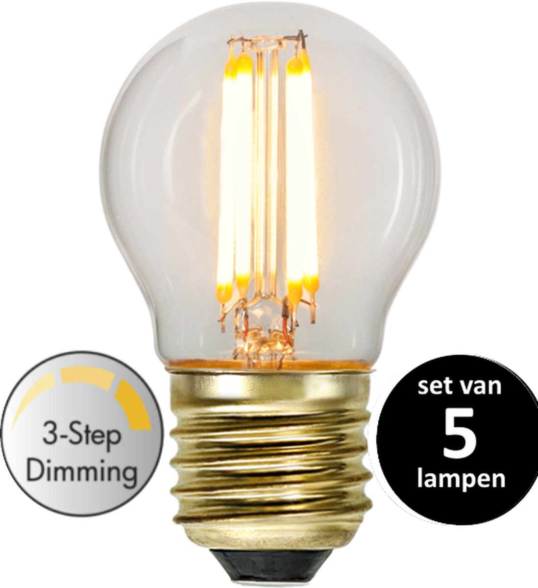 3 standen kogel led lamp - 4W -Super Warm Wit