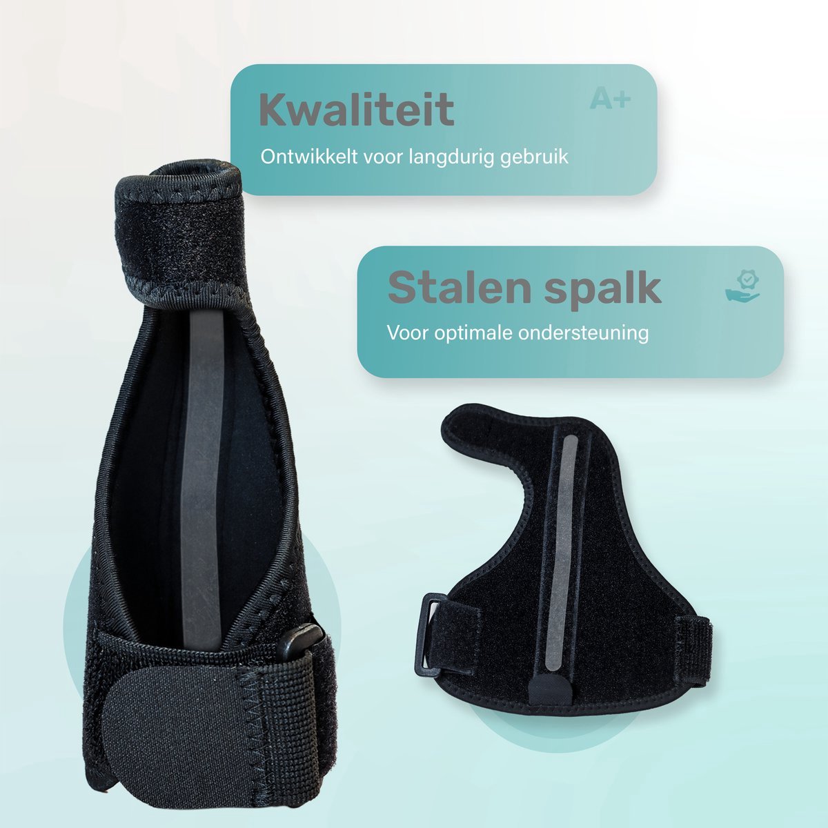 Vingerspalk - Rechts - Voor duim - Onze size - Zwart - Verharde spalk ...