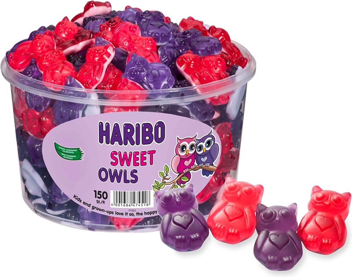 Haribo Sweet Owls snoep - 150 stuks - 1200g | bol.com