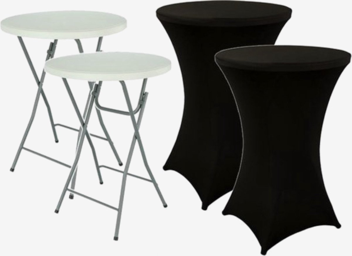 2 Stuks Statafel INCL 2x Statafelhoes - Zwart- Ø80x110cm - doorsnede - statafels -... | bol.com