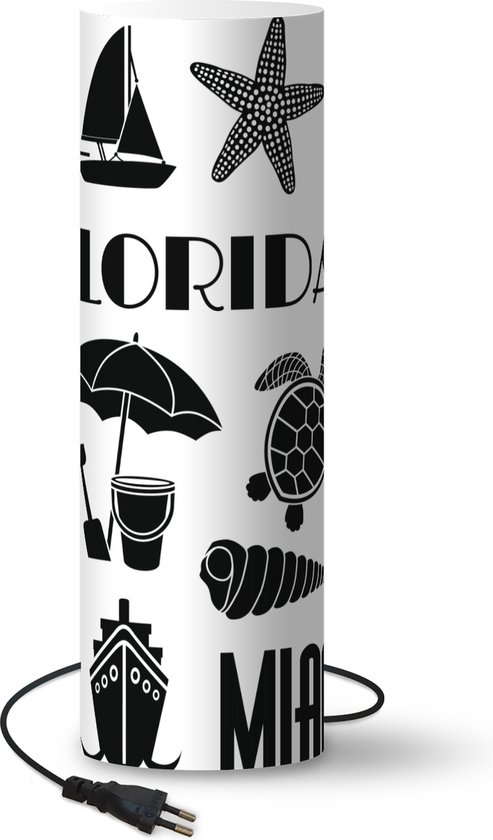 Illustration de la lampe Miami - Illustration Zwart et blanc des ...