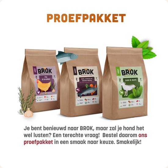 BROK - puppy Proefpakket - Kip, Kalkoen & Zalm - 2kg | bol.com