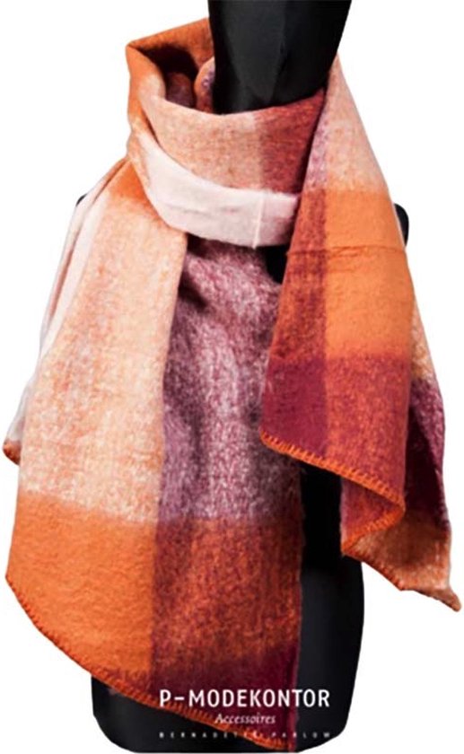 Sjaal Dames Winter Sjaal Oranje Paars Geruit | bol.com