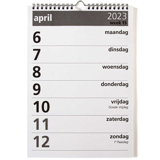 Castelli kalender H45 2023 - 1 week A5 kolom - grote cijferskalender ...