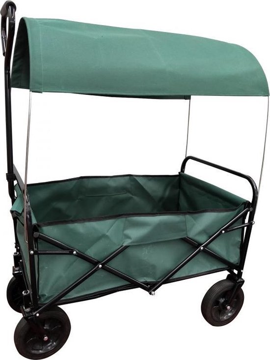 Bolderkar / Bolderwagen Opvouwbaar Groen met Massieve Wielen & Huif ...